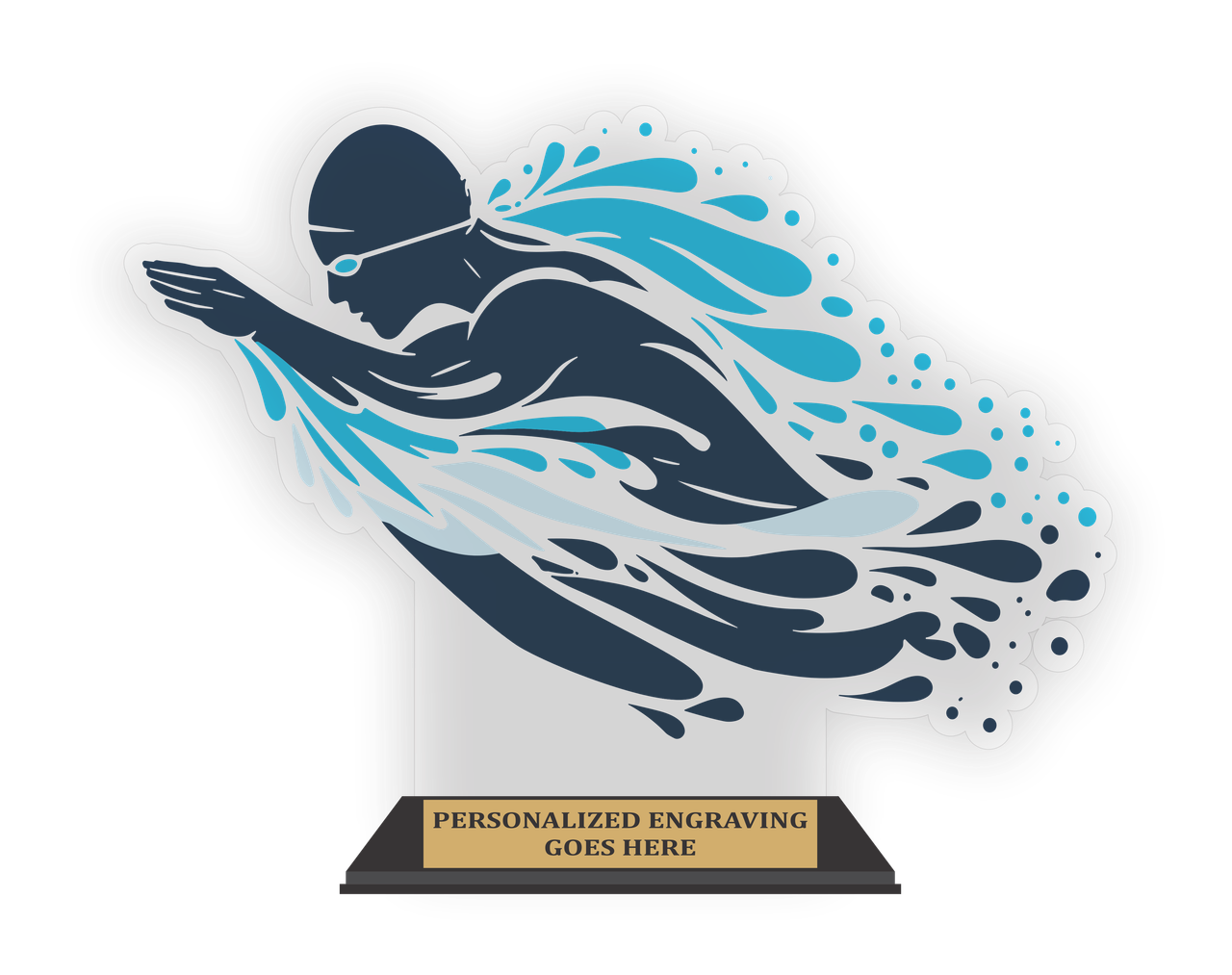 Custom Acrylic Swimming Trophy | Printed & Engraved Swim Tournament Award
