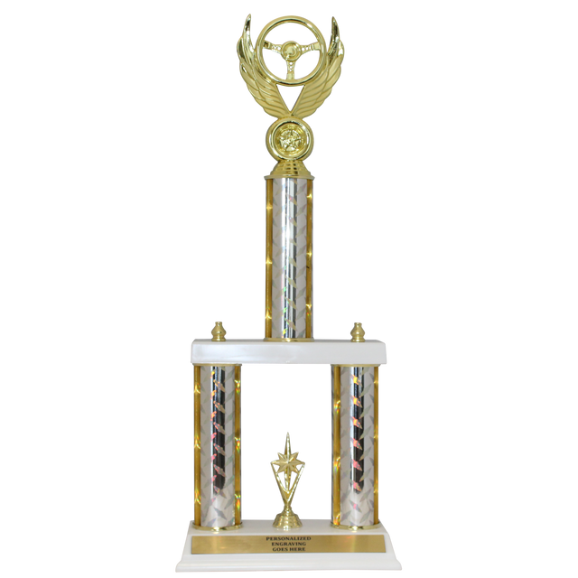 Tall Steering Wheel Car Show Trophy | Celebrate Automotive Excellence