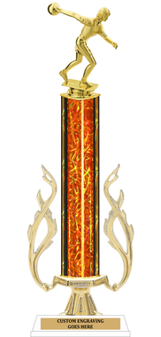 Customizable Single-Column Male Bowling Trophy with Riser