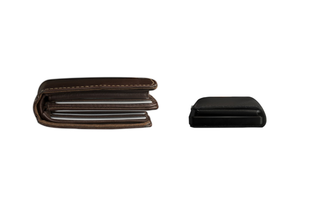 Craft Wallet 2.0 Black Leather Black Aluminum for Men & Women - Adapt 2 Go