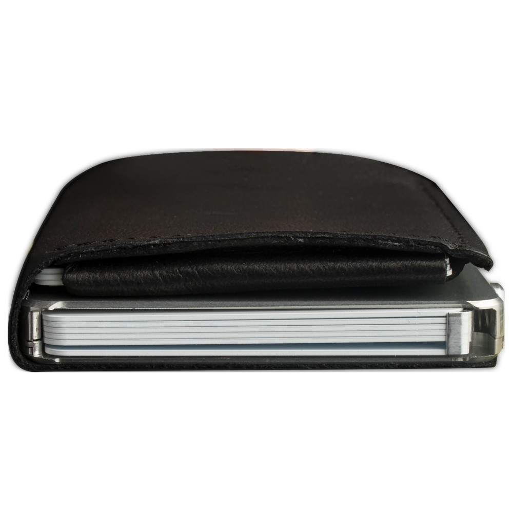 Craft Wallet 2.0 Black Leather Silver Aluminum for Men & Women - Adapt 2 Go