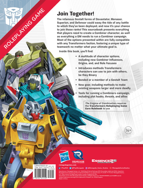 Transformers Roleplaying Game The Enigma of Combination Sourcebook ...