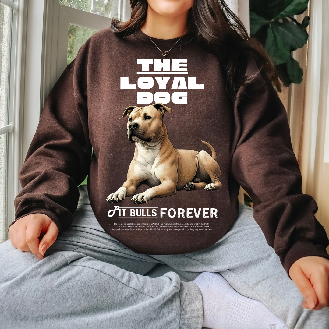 THE LOYAL DOG Brown Sweater | Pit Bull Graphic Clothing