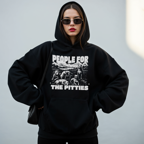 PEOPLE FOR THE PITTIES GRAPHIC Black Hoody - Urban Suburban Apparel