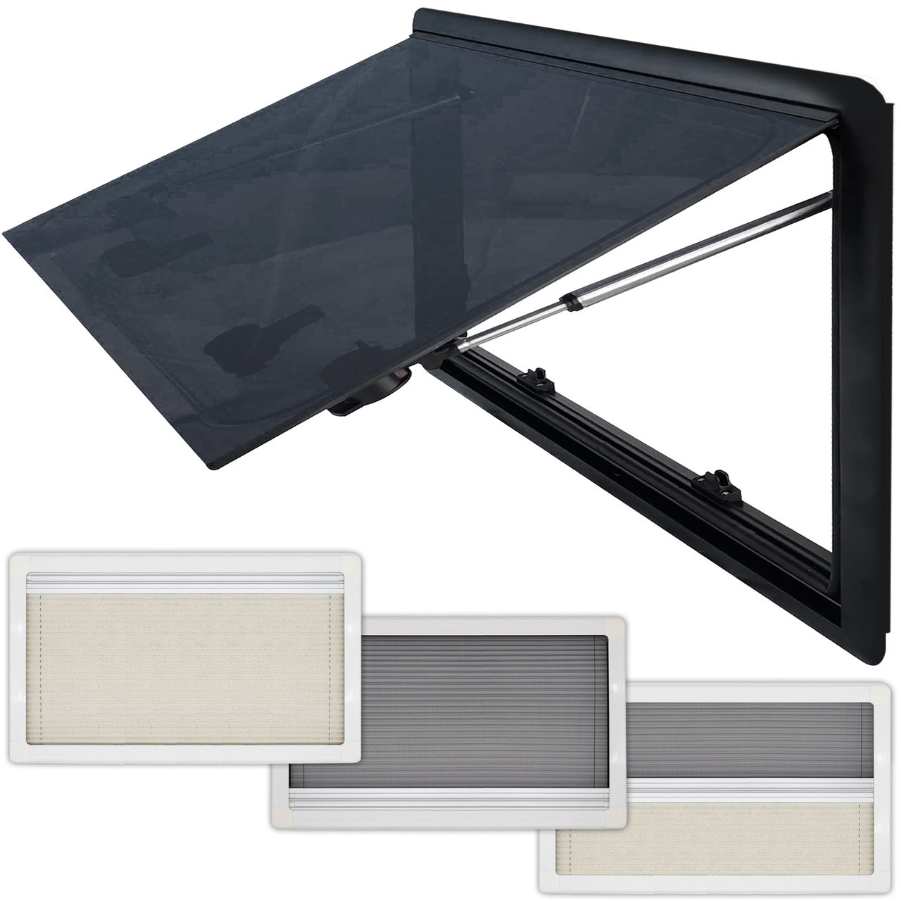 Campervan Window with Top Hinge, Blinds & Flyscreen by Adventurer