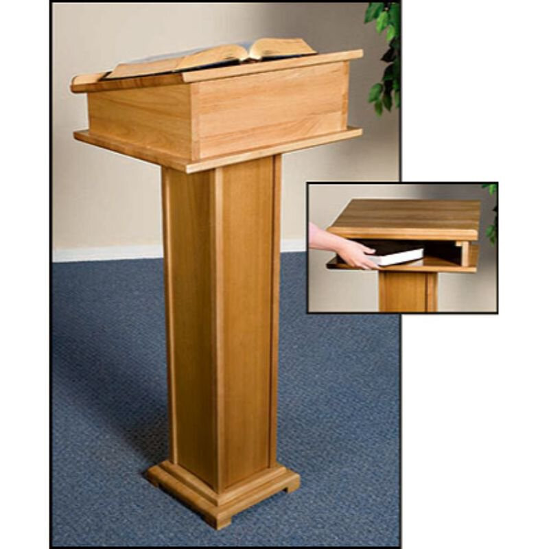 Lectern with Shelf - Pecan Stain - [Consumer]Living Grace