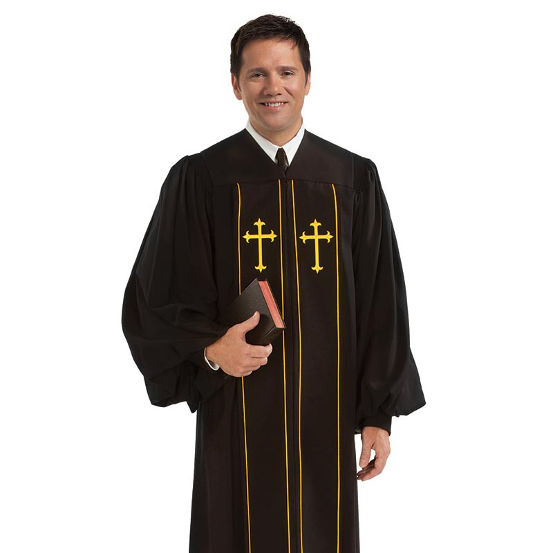 Pilgrim Pulpit Robe with Piping and Cross - [Consumer]Living Grace