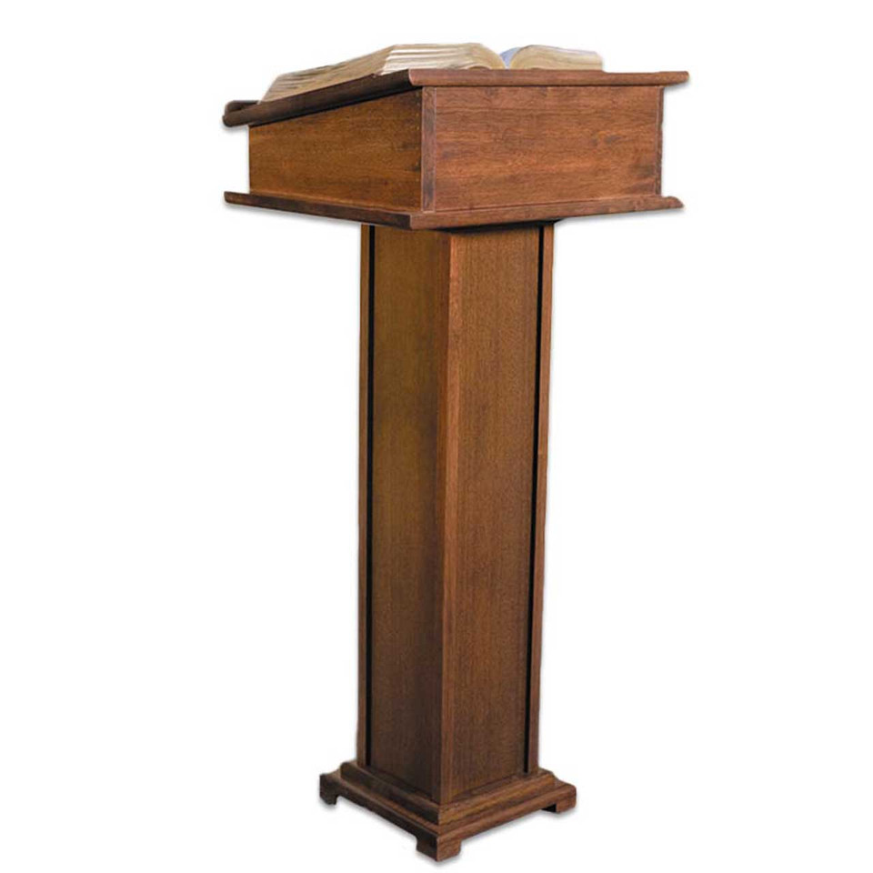 Lectern with Shelf - Walnut Stain - [Consumer]Living Grace