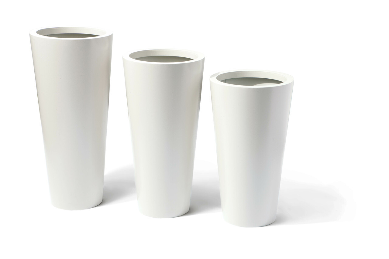 Tall Tapered Round Metal Planters | Cone Aluminum, Steel & Cor-Ten