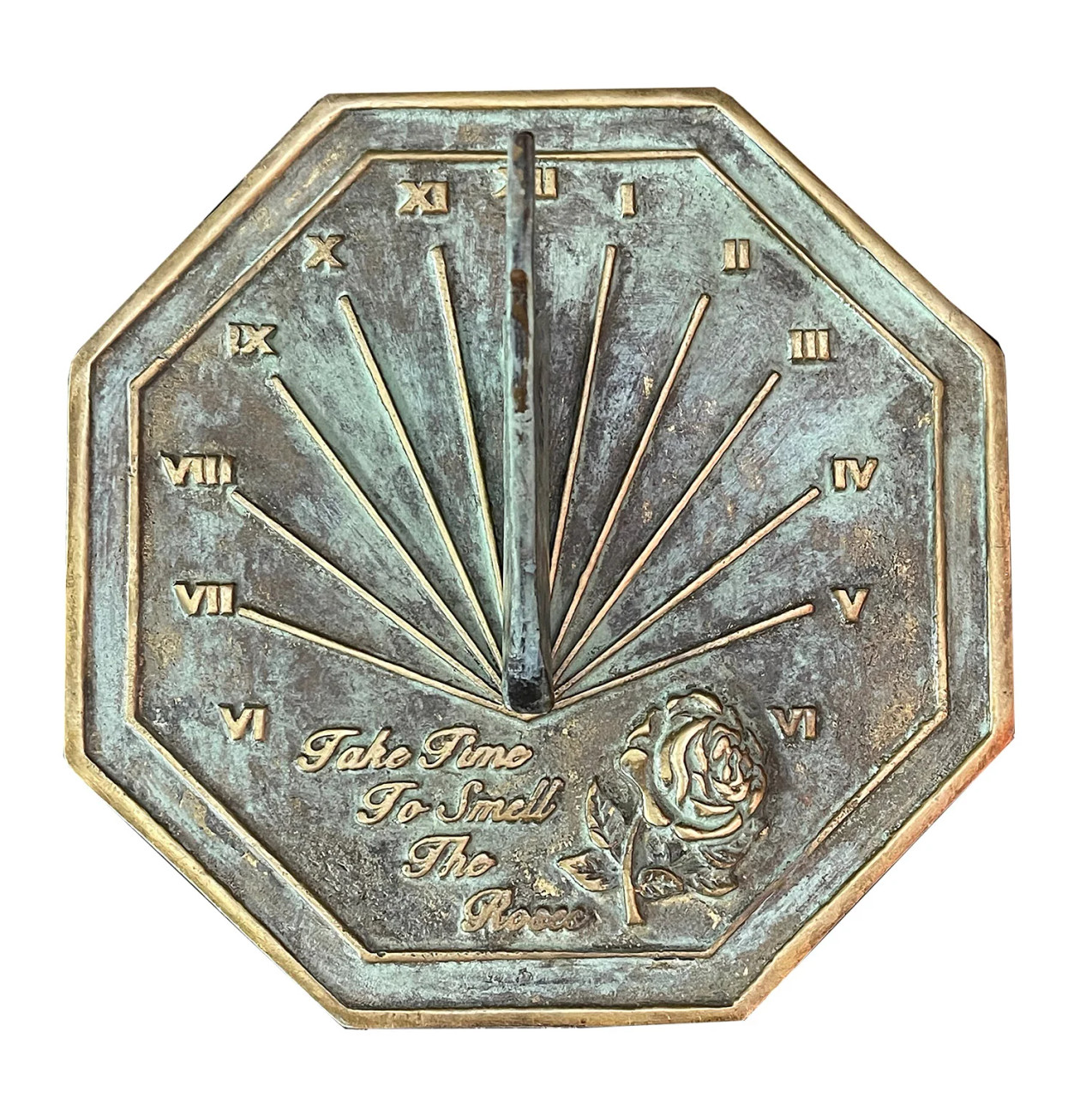Rose-Themed Sundial – Solid Brass 8.5" Garden Timepiece