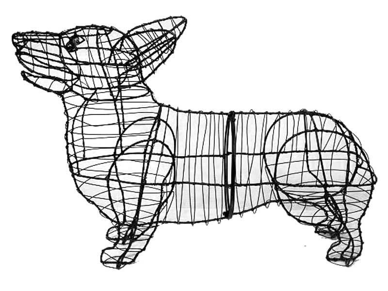 Corgi Dog Topiary - Frame, Moss Filled or Lit - 17" H x 28" L x 9" W