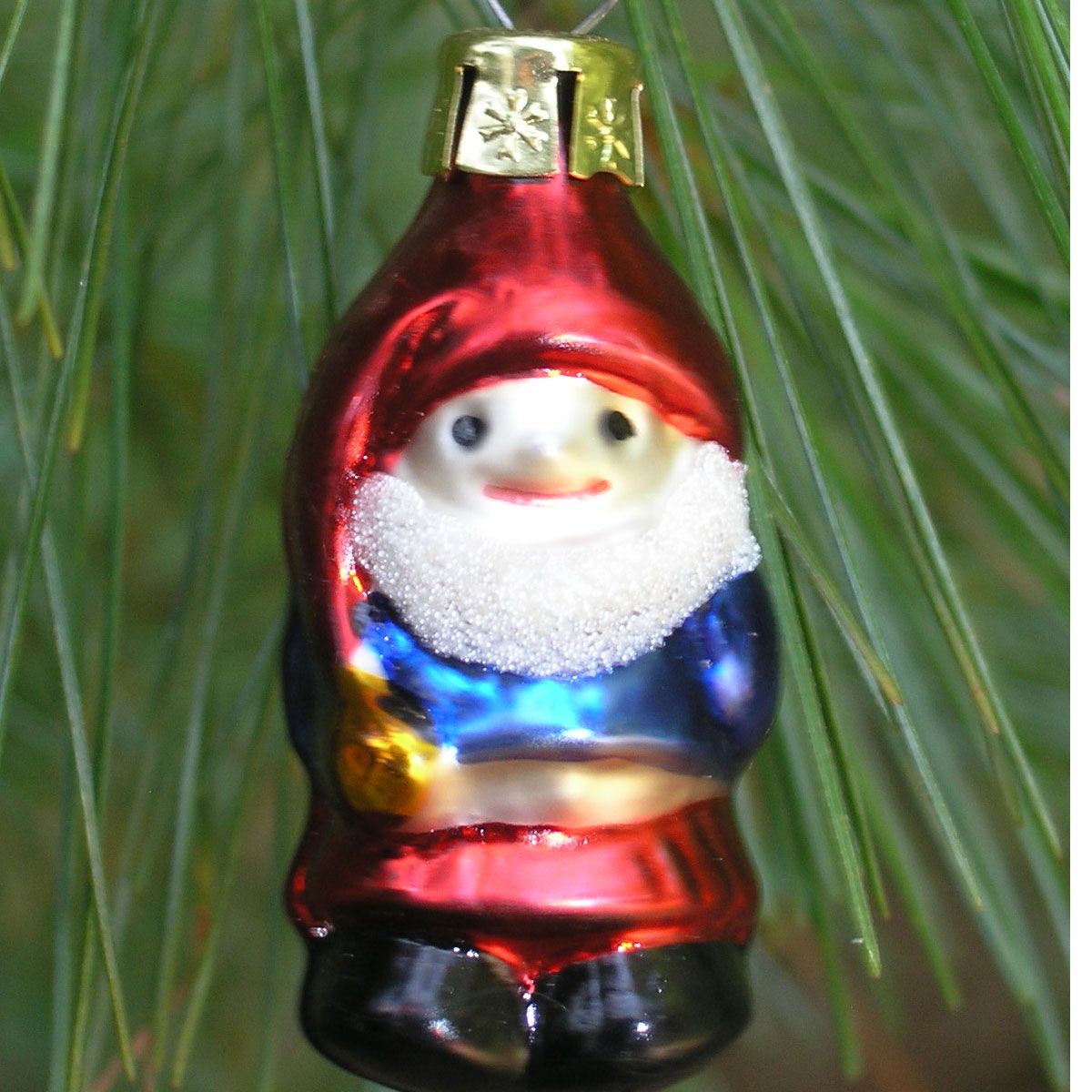 Mini Red Elf Blown Glass Ornament - Garden Artisans LLC