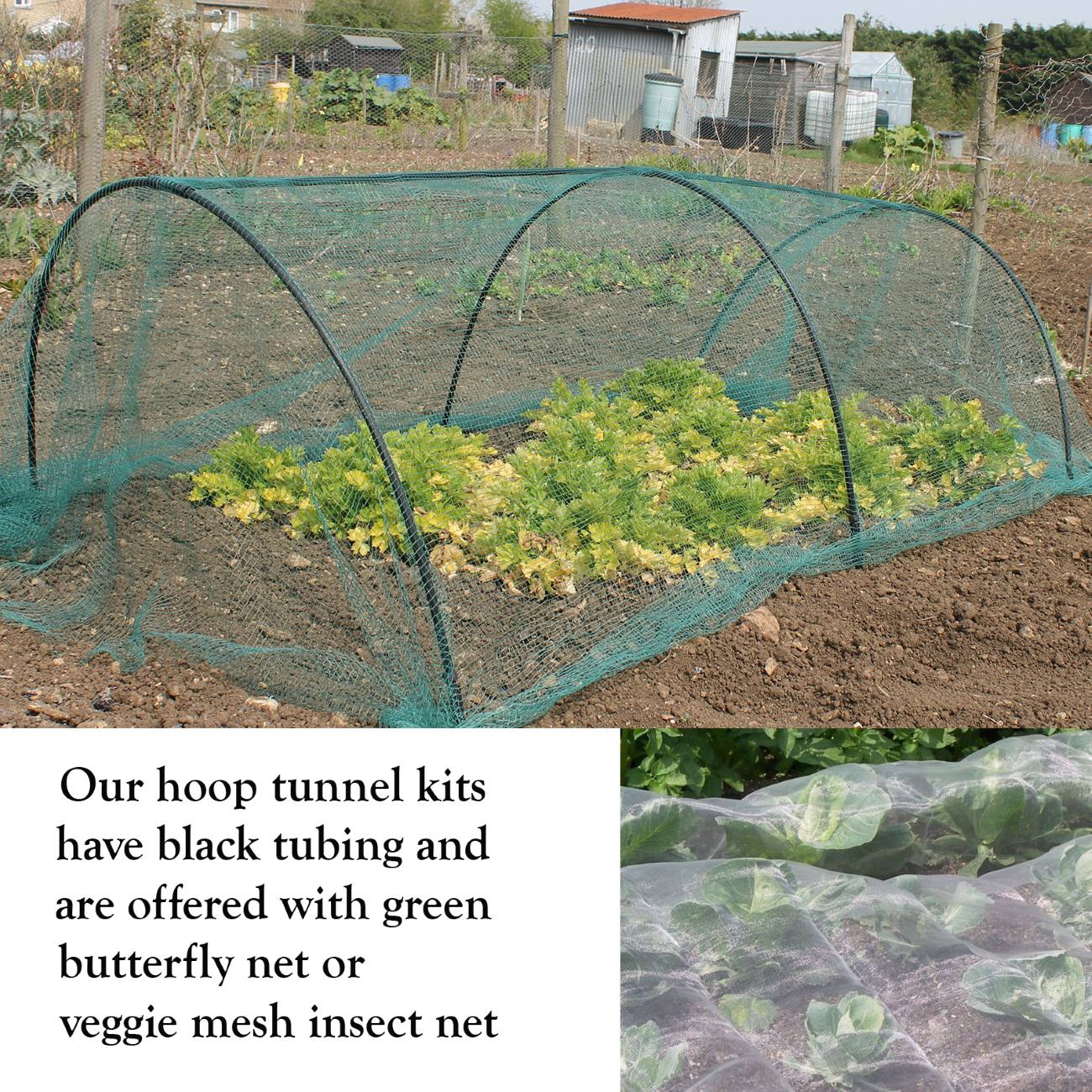 Hoop Tunnel Kit with Veggie Mesh Netting - Garden Artisans LLC