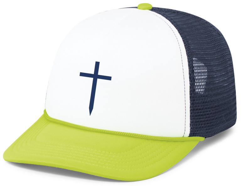 Mens Christian Cross Embroidered Rope Hat Foam Front Mesh Back Trucker ...