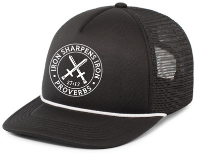 Mens Christian Iron Sharpens Iron Embroidered Rope Hat Foam Front Mesh ...