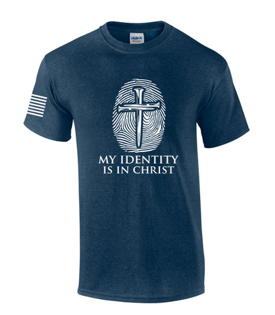 My Identity Is In Christ Nail Cross Fingerprint Mens Christian Short ...