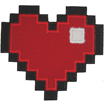8 Bit Heart Applique Embroidery Machine Design