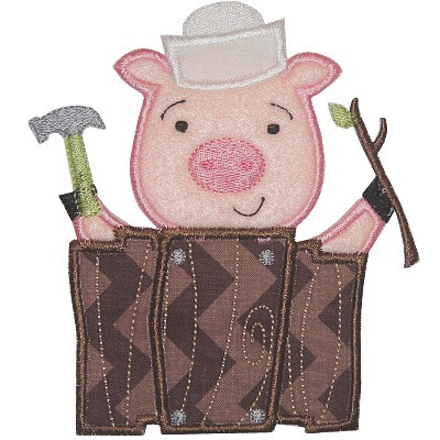 Stick Pig Applique Embroidery Machine Design