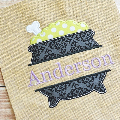 Cauldron Nameplate Embroidery Machine Design