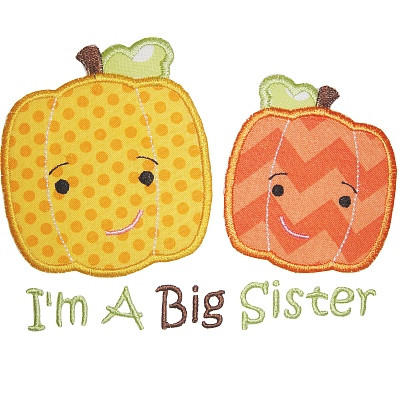 Sibling Pumpkin Applique Embroidery Machine Design