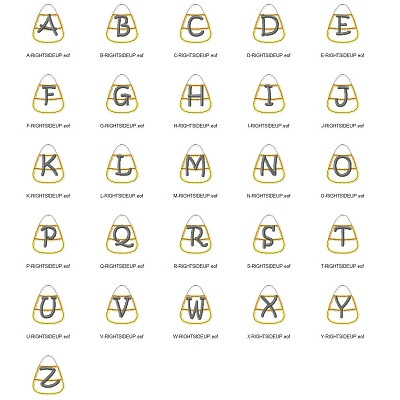 Tiny Candy Corn Alpha Embroidery Machine Design