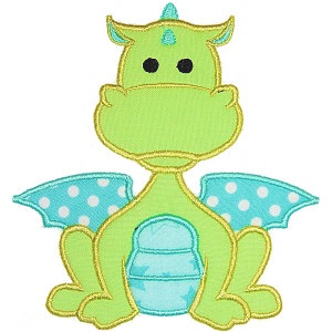 Baby Dragon Applique Embroidery Machine Design