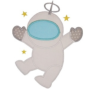 Astronaut Applique Embroidery Machine Design