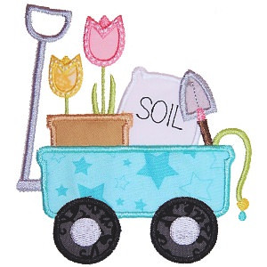 Spring Wagon Applique Embroidery Machine Design