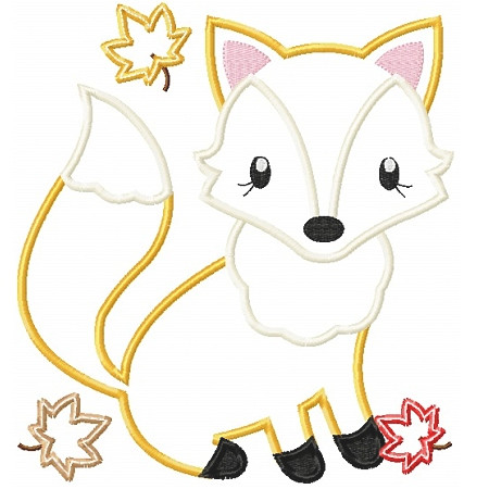 Fall Fox Applique Embroidery Machine Design