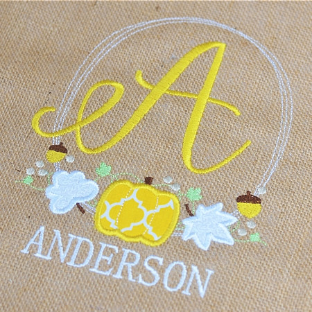 Autumn Monogram Embroidery Machine Design