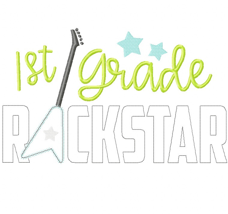 1st Grade Rockstar Satin and Zigzag Stitch Applique Embroidery Machine ...