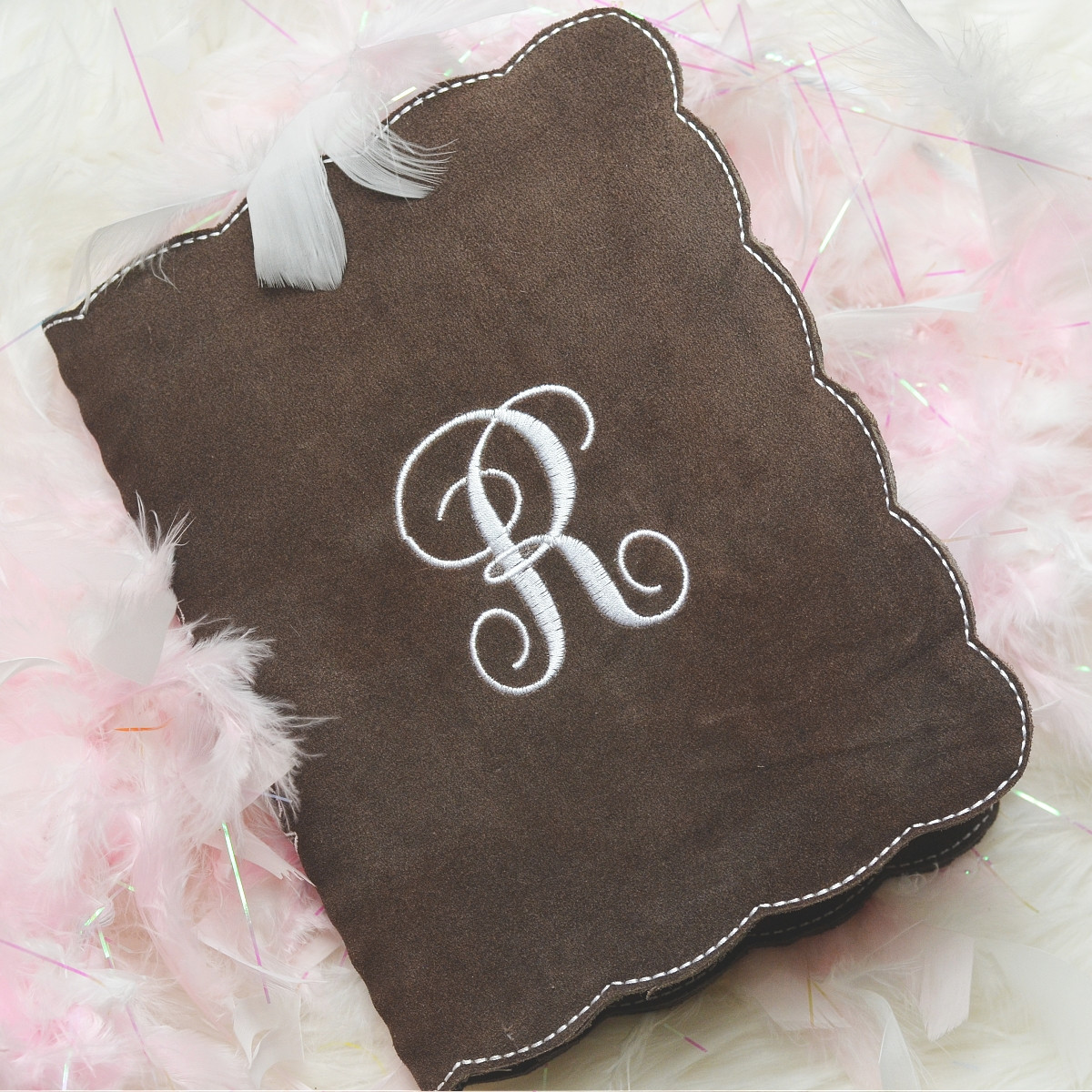 In the Hoop Scallop Monogram Journal Embroidery Machine Design
