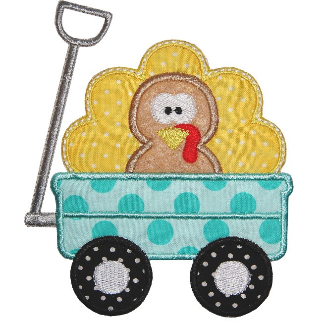 Turkey Wagon Applique Embroidery Machine Design