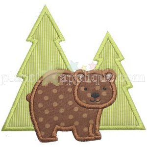 Forest Bear Applique Embroidery Machine Design