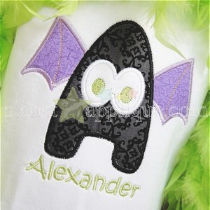 Bat Alpha Embroidery Machine Design