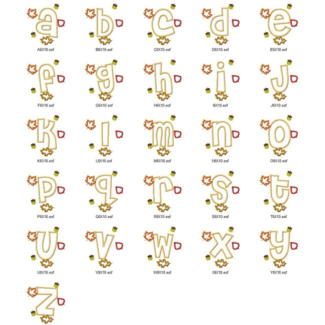 Fall Alpha Embroidery Machine Design