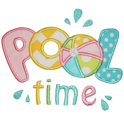 Pool Time Applique Embroidery Machine Design