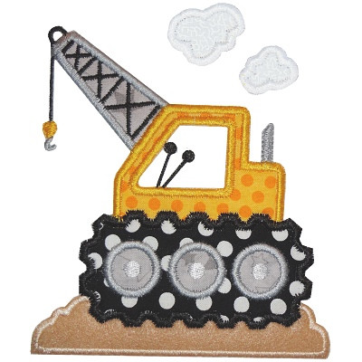 Construction Crane Embroidery Machine Design