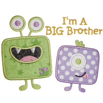 Sibling Brother Monster Embroidery Machine Design