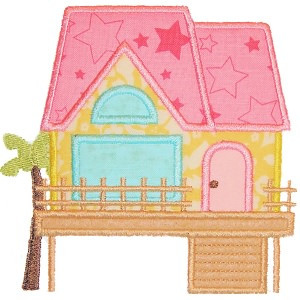 Beach House Applique Embroidery Machine Design
