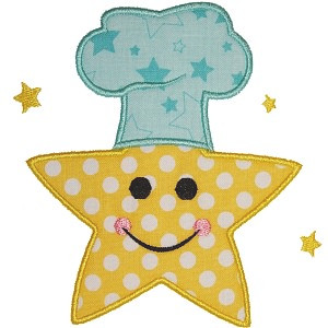 Star Chef Applique Embroidery Machine Design