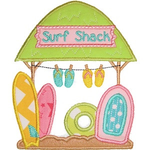 Surf Shack Applique Embroidery Machine Design