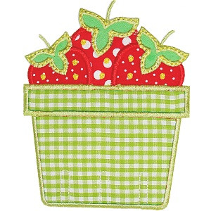 Strawberry Basket Applique Embroidery Machine Design