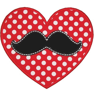 Mustache Heart Embroidery Machine Design