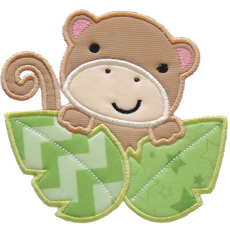 Safari Monkey Applique Embroidery Machine Design