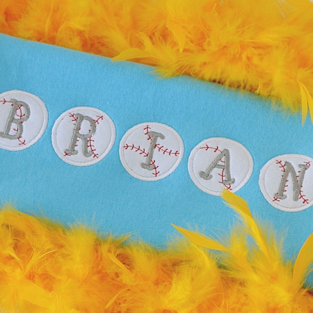 Tiny Baseball Alpha Embroidery Machine Design