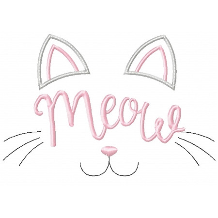 Meow Motif Applique Embroidery Machine Design