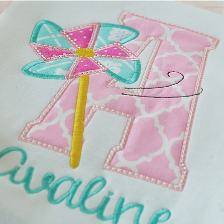 Pinwheel Alpha Embroidery Machine Design
