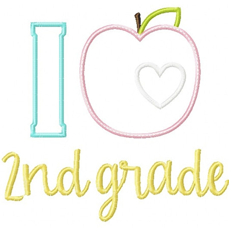 I Heart 2nd Grade Embroidery Machine Design