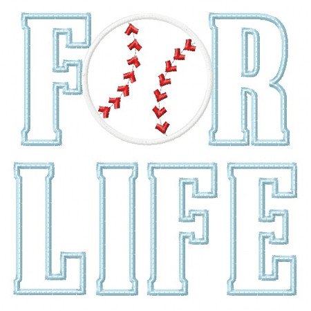 Baseball for Life Applique Embroidery Machine Design